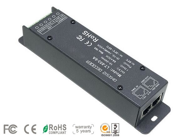 12V - 24VDC 6A * 3 ช่องสัญญาณ DMX Decoder LED Controller พร้อม RJ45 DMX ...